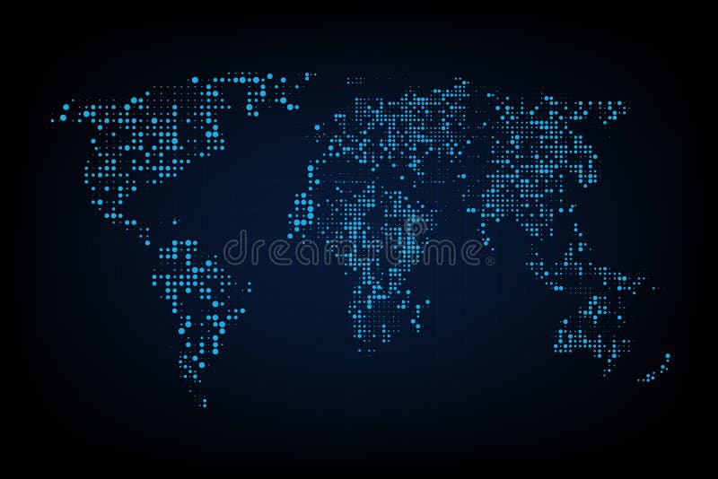 Dotted World Map. Abstract Computer Graphic World Map of Blue Round ... Dotted World Map. Abstract Computer Graphic World Map of Blue Round ...