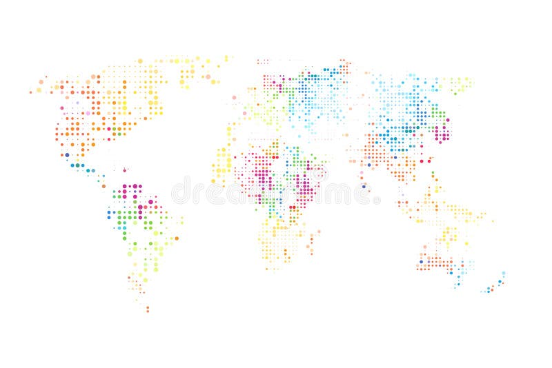 Dotted World Map. Abstract Computer Graphic World Map of Colorful Round ...