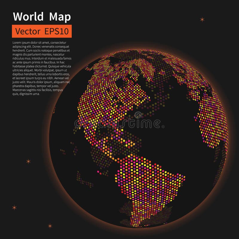 Dotted World Map Background. Earth Globe. Globalization Concept Stock ...