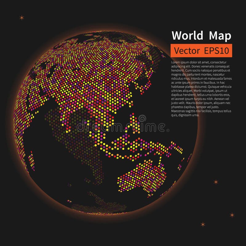 Dotted World Map Background. Night Earth Globe. Globalization Stock ...