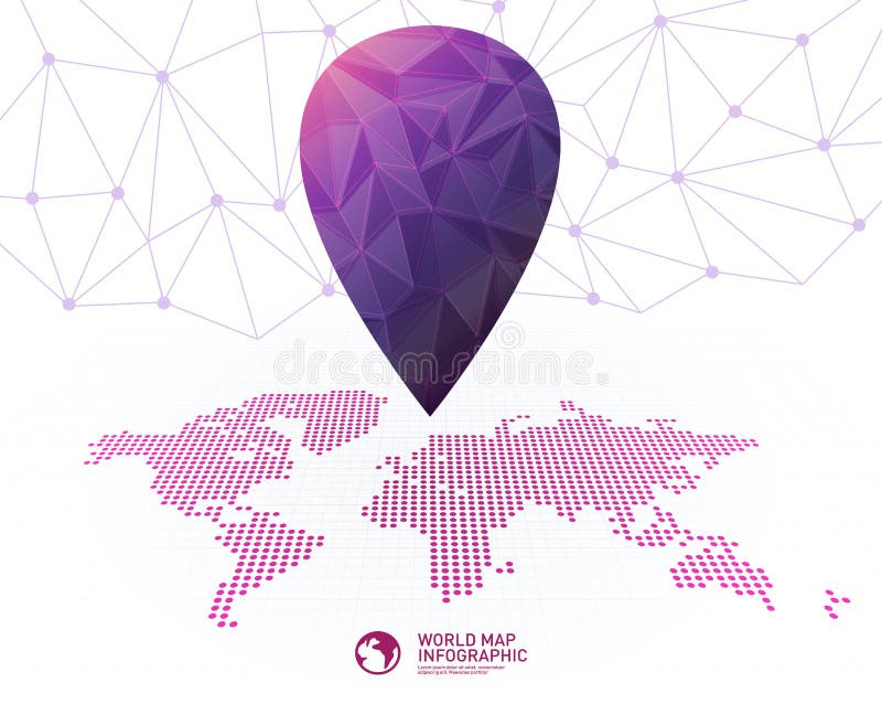 Dotted World Map Big Pointer Mark Stock Illustrations 2 Dotted World