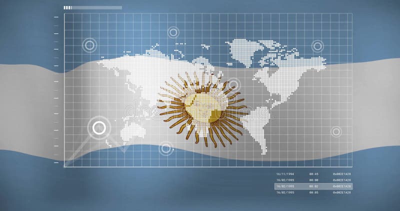 Dotted World Map Featuring Spinning Sun Emblem in Flat Design UI ...