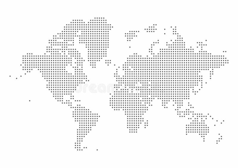 Dotted World Map. Gray Color. Isolated on White. Stock Illustration ...