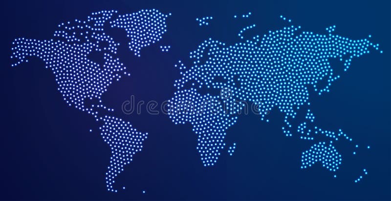 Dotted World Map with Spot Lights Stock Vector - Illustration of ...