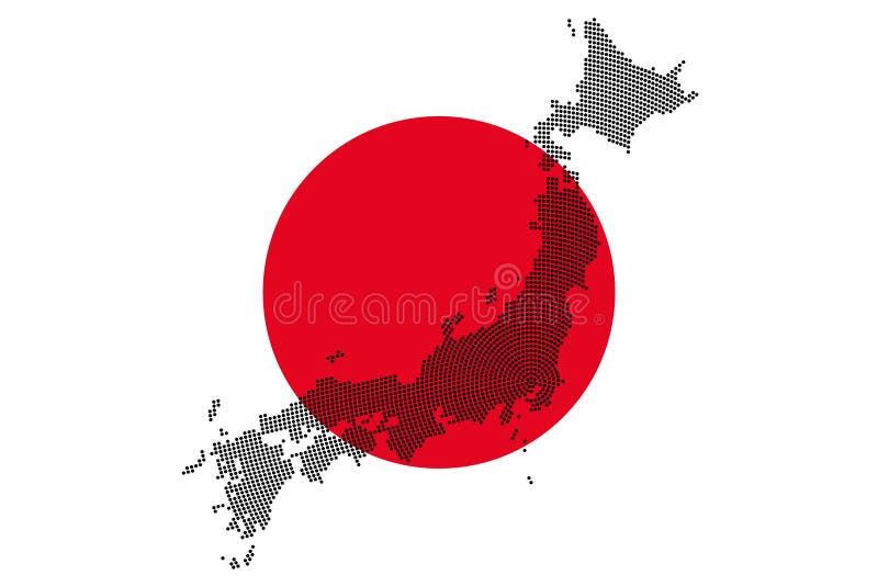 Dotted Japan Silhouette Against the National Flag Stock Vector ...
