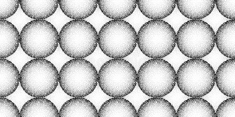 Dotwork Circles Seamless Pattern Background. Black Noise Stipple Dots ...