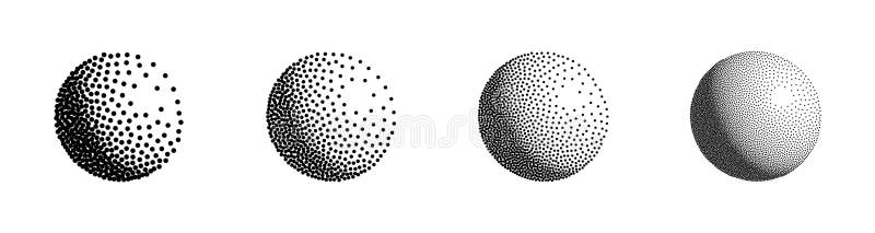 Dotwork 3D Spheres Vector Set. Grain Texture Effect Stock Illustration ...