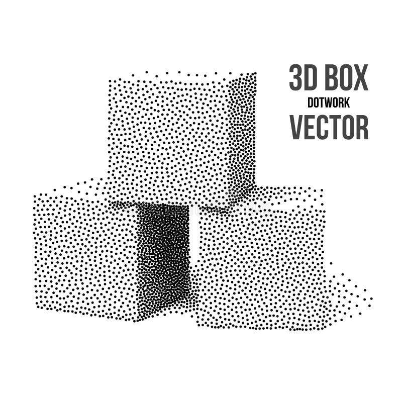 Dotwork Halftone Vector Boxes Icon Stock Vector - Illustration of drawing, cube: 61532961