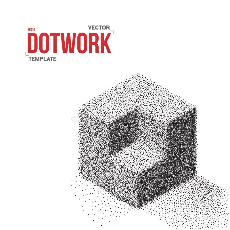 Dotwork Halftone Vector Cube. Tattoo Style Vector Backgroun Stock Vector - Illustration of black ...