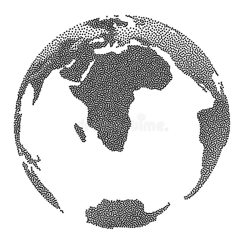 Dotwork Halftone Vector Earth Globe Stock Vector - Illustration of ...