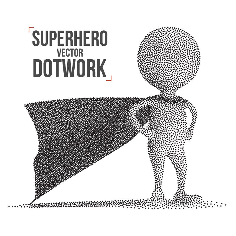 Dotwork Halftone Vector Superhero Stock Vector - Illustration of label ...