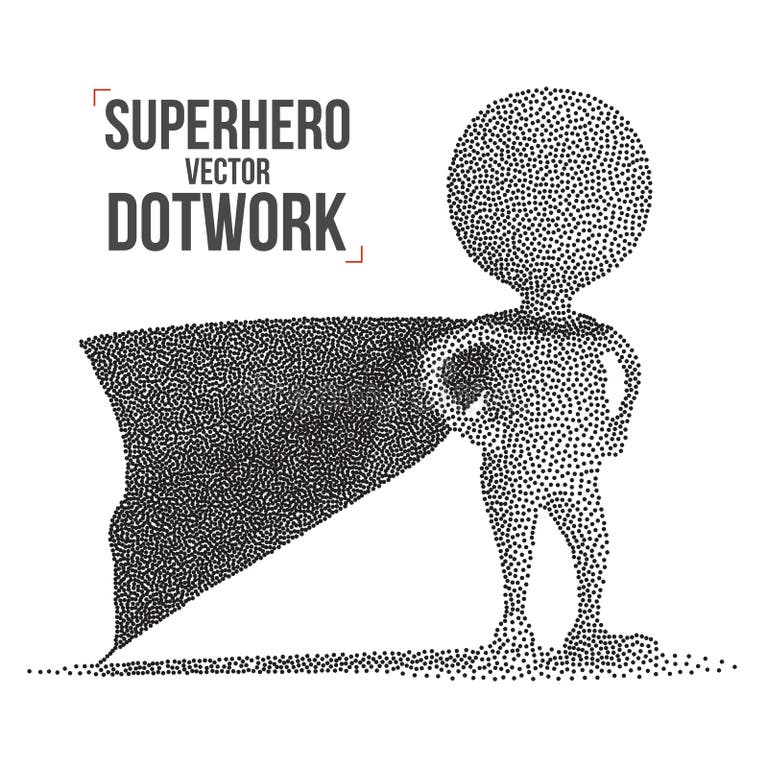 Dotwork Halftone Vector Superhero Stock Vector - Illustration of label ...