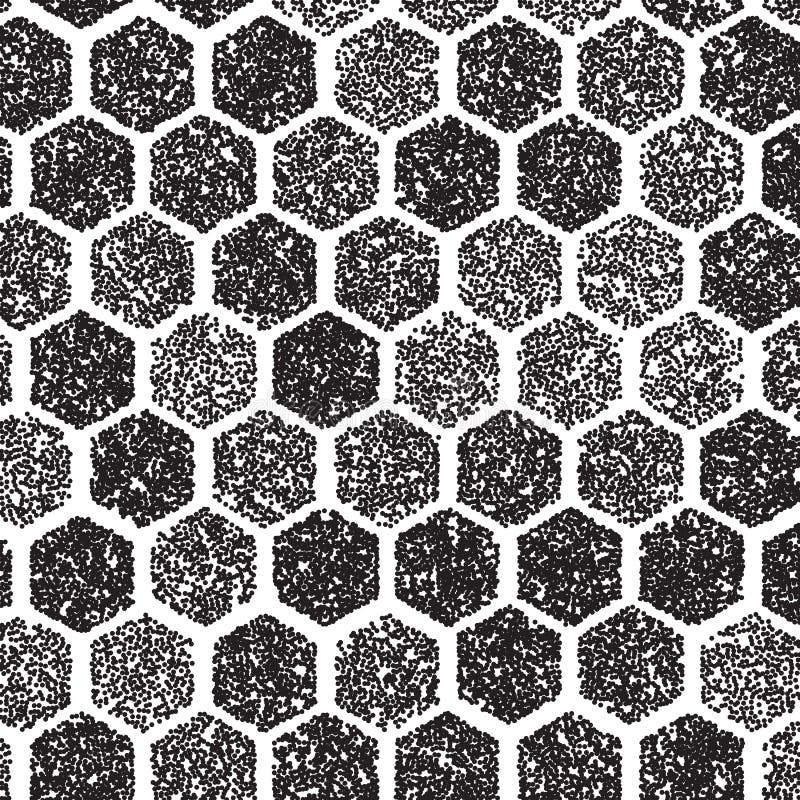 Dotwork Hexagon Vector Pattern. Halftone Hexagon Tattoo Style Pa Stock ...