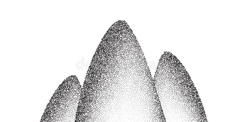 Dotwork Mountain Pattern Background. Black Noise Stipple Dots Hills ...