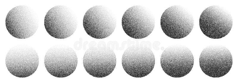 Dotwork Noise Gradient Circles. Black Noise Stipple Dots Patterns ...