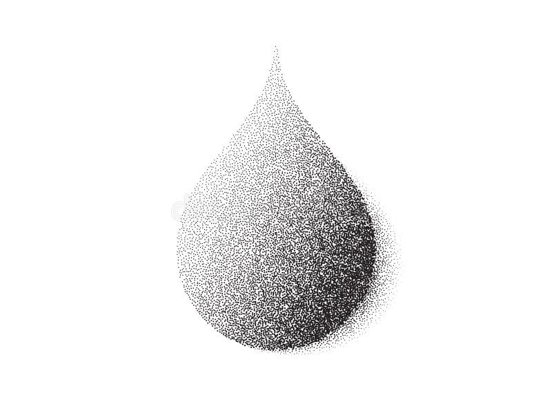 Dotwork Pattern Water Drop. Black Noise Stipple Dots Paint Drop. Dotted ...