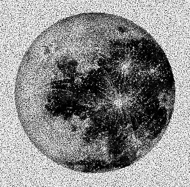 Dotwork Stippling Full Moon Vector Illustration Stock Vector ...