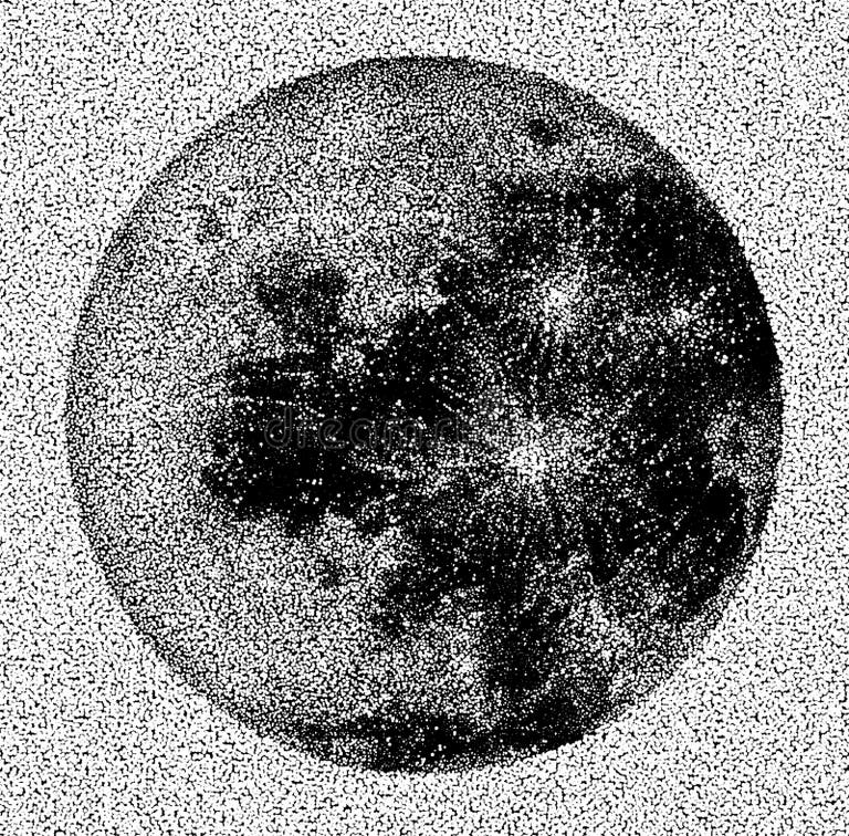 Dotwork Stippling Full Moon Vector Illustration Stock Vector ...