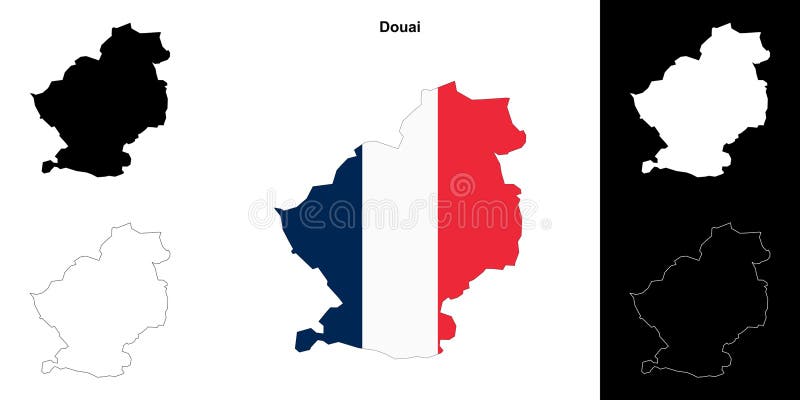 Douai outline map stock vector. Illustration of region - 361898412