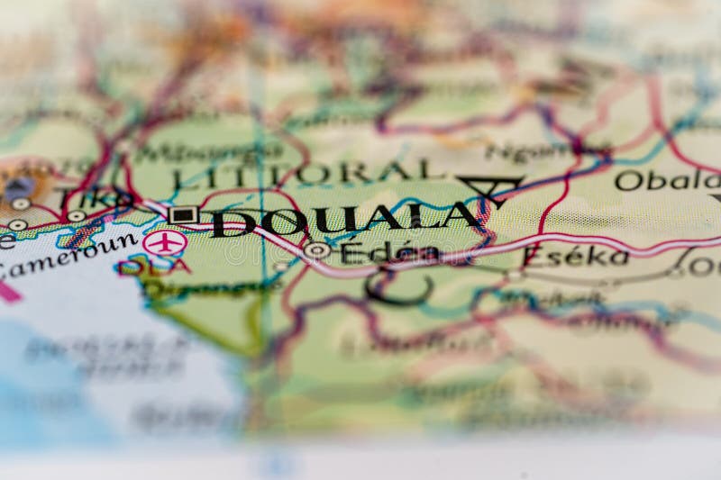 Douala, Cameroon Highlighted on a World Map Stock Photo - Image of ...