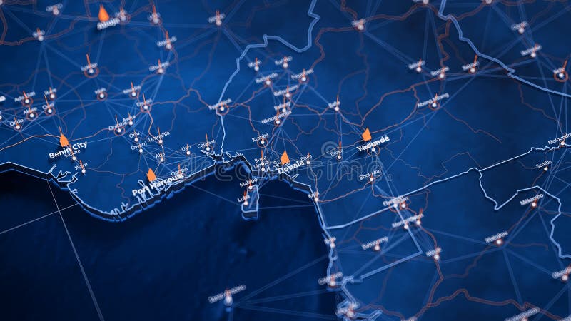 Douala Map Big Data Visualization. Futuristic Map Infographic of City ...