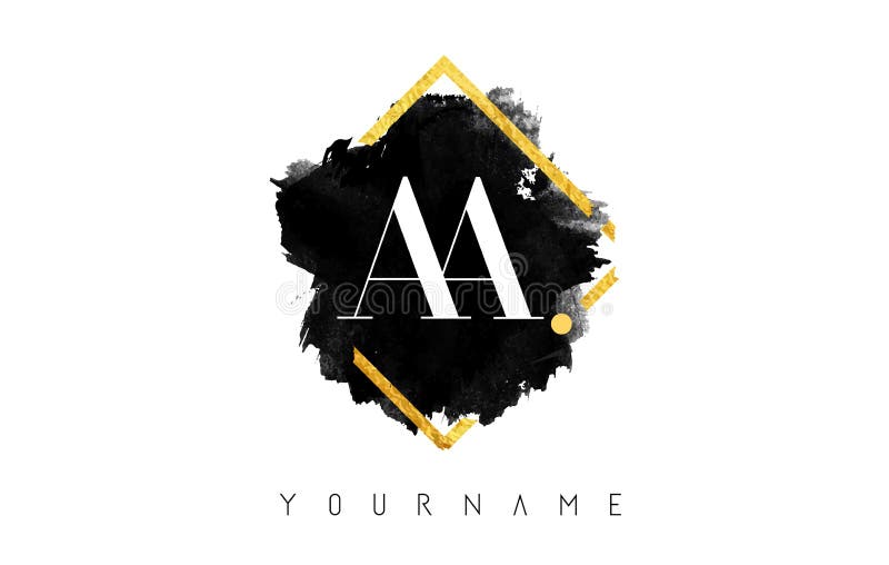 Double AA a Letters Logo Design with Black Ink Stroke Over Golden ...