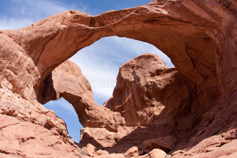 Double Arch at Arches National Park Stock Photo - Image of natural ...