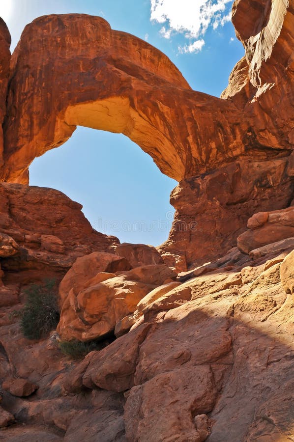 Double Arch at Night Moab Utah Stock Photo - Image of arches, glow ...
