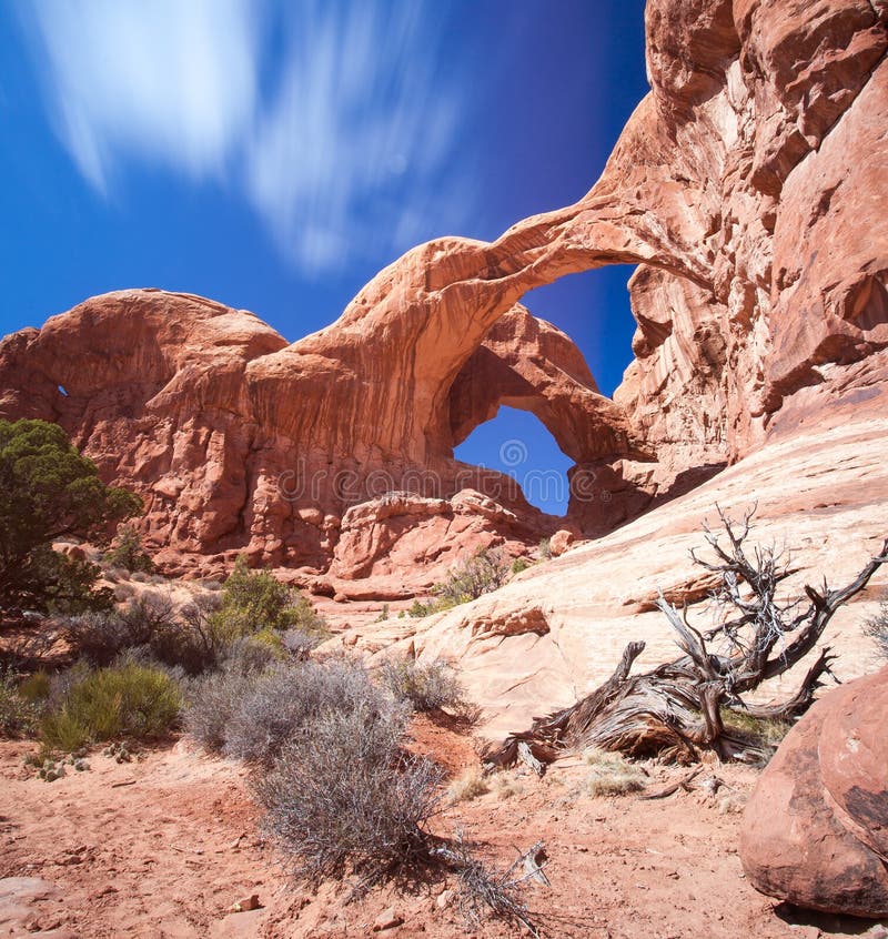Double Arch In Arches National Park, Utah, USA Stock Photo - Image of ...