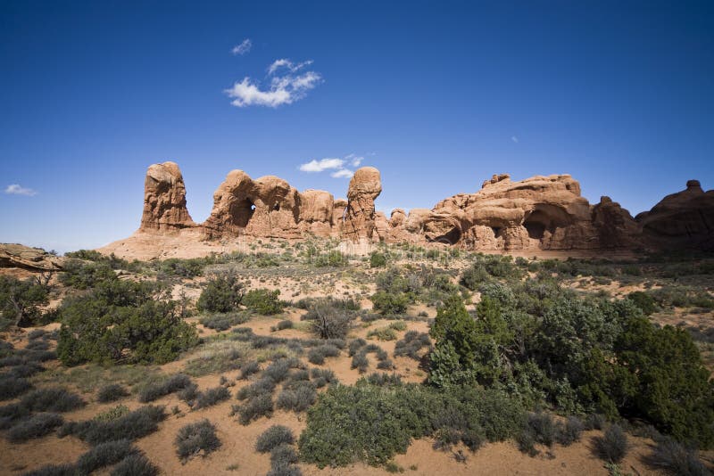Double Arch In Arches National Park, Utah, USA Stock Photo - Image of ...