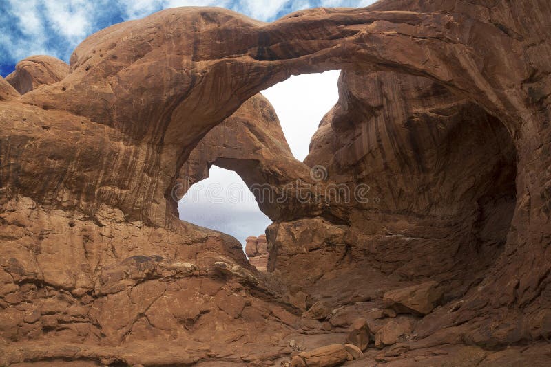 Double Arch, Arches National Park, Moab Utah Stock Photo - Image of ...
