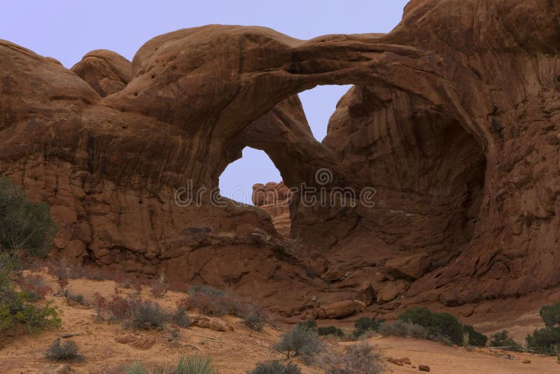Double Arch in Arches National Park, Utah Stock Image - Image of sunset ...