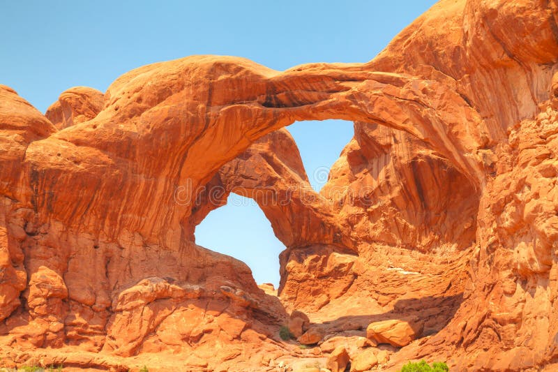 The Double Arch at the Arches National Park Stock Photo - Image of ...