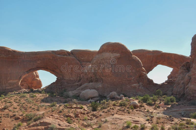 Double Arch, Arches National Park; Utah; Usa Stock Image - Image of ...