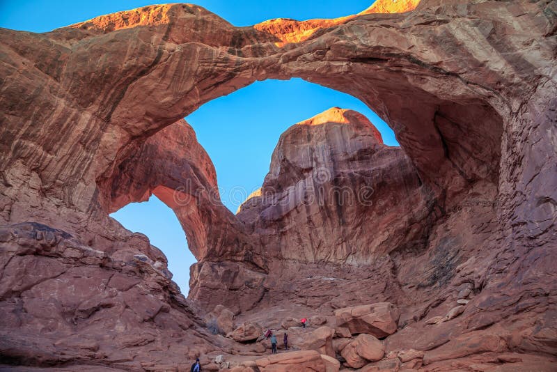 Double Arch Formation, Arches National Park, Utah Stock Image - Image ...