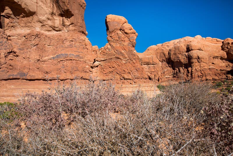 Double Arch Trail at Arches National Park Stock Photo - Image of ...
