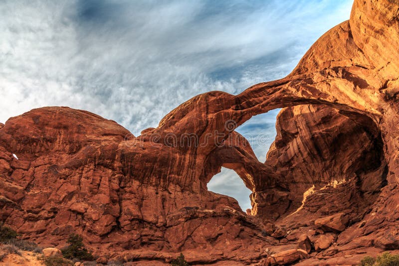 Double Arch Views at Arches National Park Stock Image - Image of ...