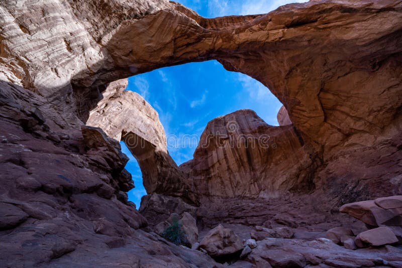 Double Arch in the Windows Section of Arches National Park Utah Stock ...