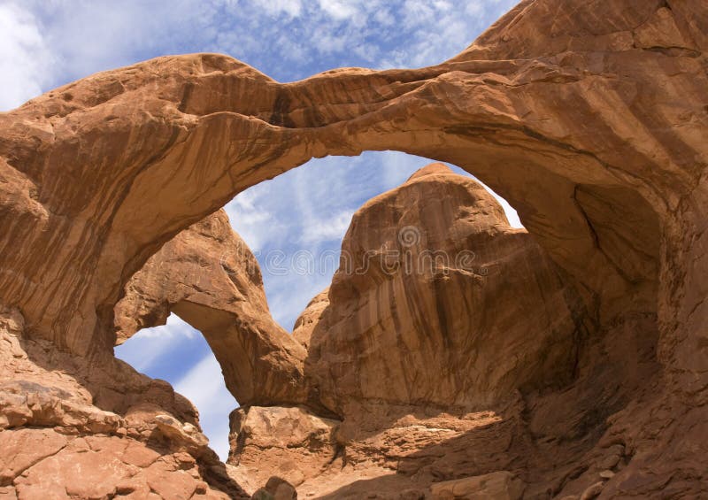Double Arch, Windows Section, Utah Stock Photo - Image of arch, bridges ...