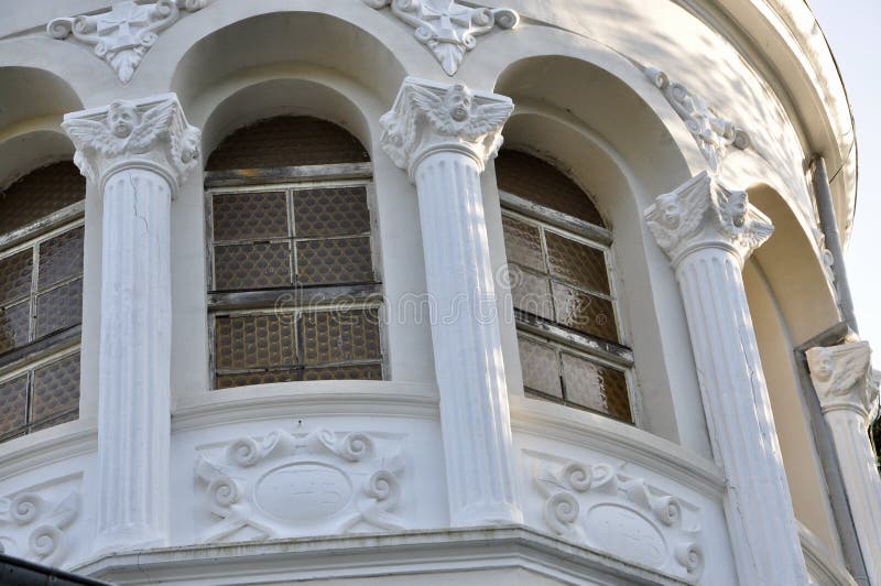 Double Arched Window on a Brick Facade of Medieval Wall. Biforium ...