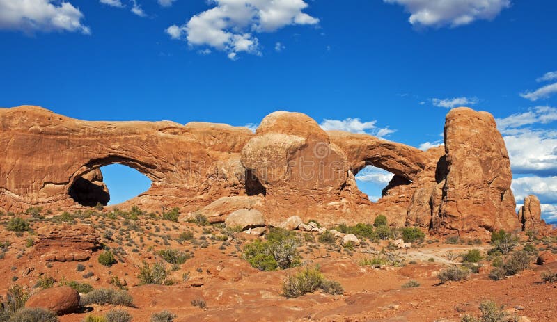 Double Arches, Arches National Park Stock Image - Image of double ...