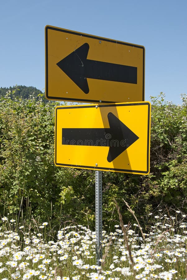 Double Arrow stock image. Image of left, yellow, road - 39788207
