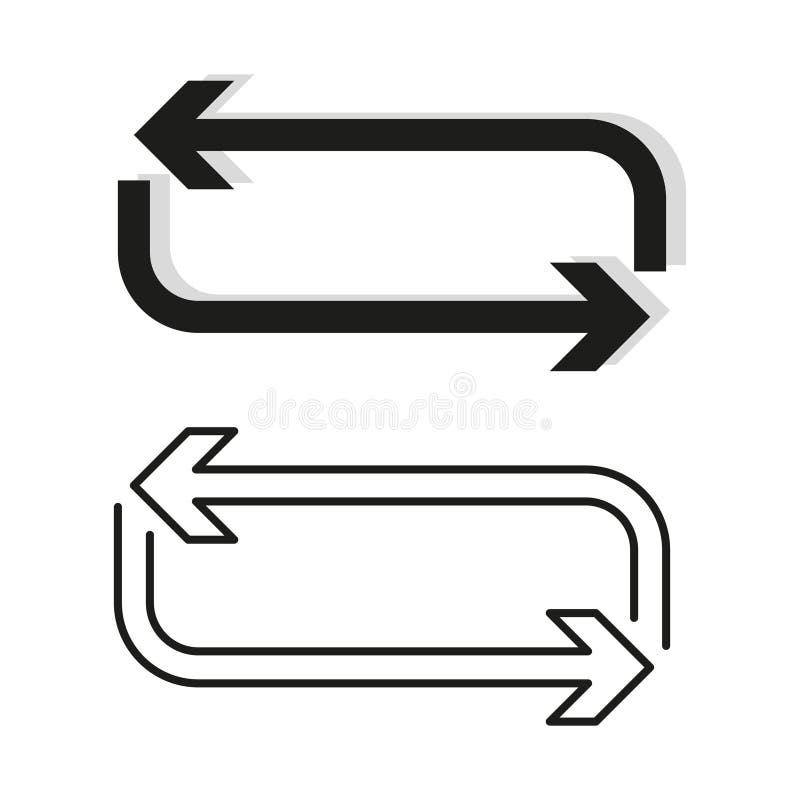 Double Arrow Icon. Looping Vector Shape. Reverse Flow Symbol. Black and ...