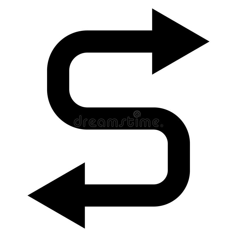 Double Arrow Icon. Zigzag Sign. Curved Symbol. Flat Style Stock Vector ...