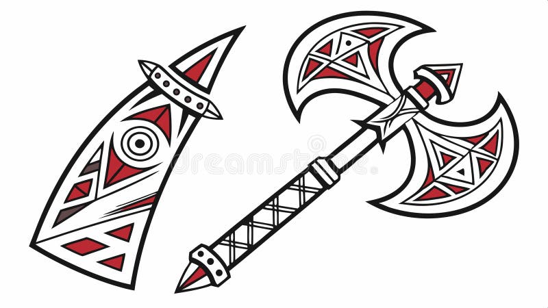 Double Axe with Tribal Patterns Graphic Illustration Vector Design ...