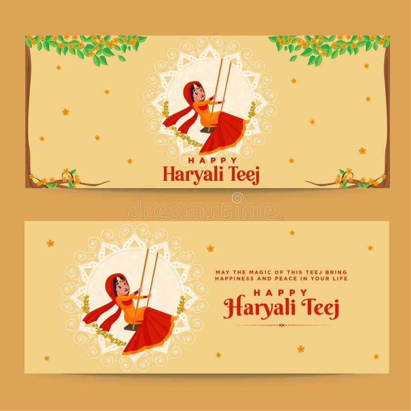 Happy Haryali Teej Banner Design Stock Vector - Illustration of ethnic ...