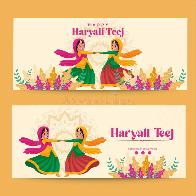 Happy Haryali Teej Banner Design Stock Vector - Illustration of ...