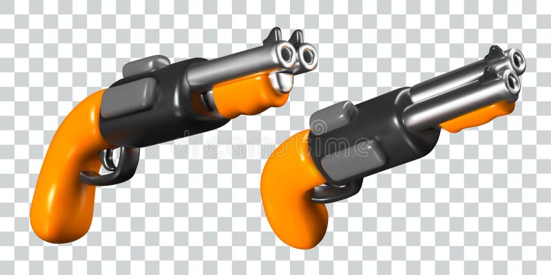 Double Barrel Gun in Different Positions. Set of Vector Realistic ...