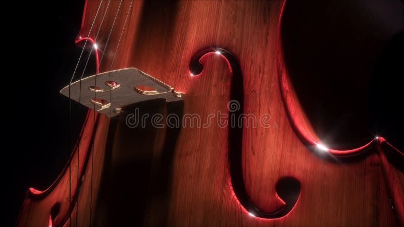 Double Bass and Cello in Dark Studio 3D Rendering Stock Illustration ...