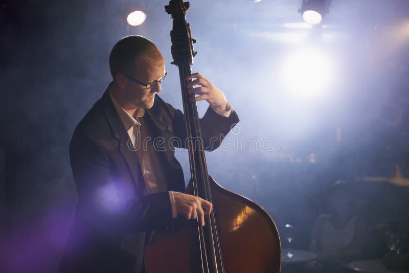 Double Bass Player on Stage Stock Image - Image of entertainment ...